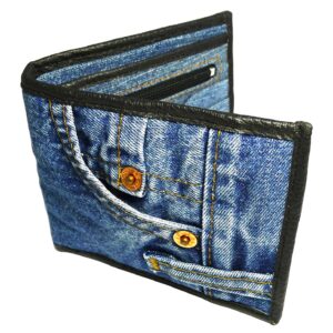 Bijoux de Ja Unisex Blue Denim Small Billfold Purse Wallet