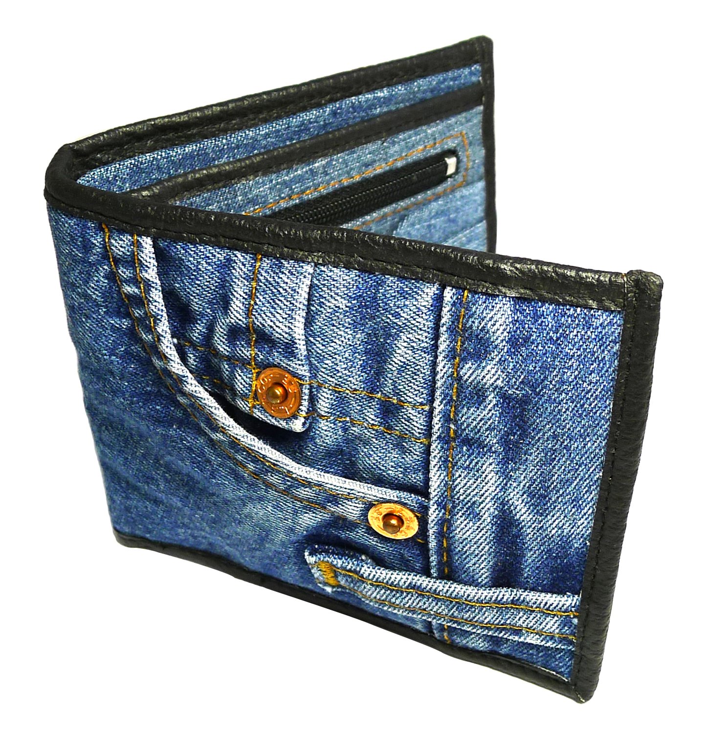 Bijoux de Ja Unisex Blue Denim Small Billfold Purse Wallet