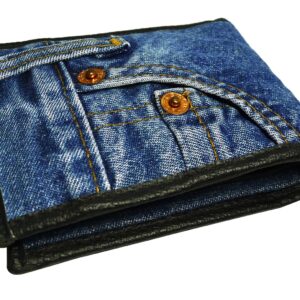 Bijoux de Ja Unisex Blue Denim Small Billfold Purse Wallet