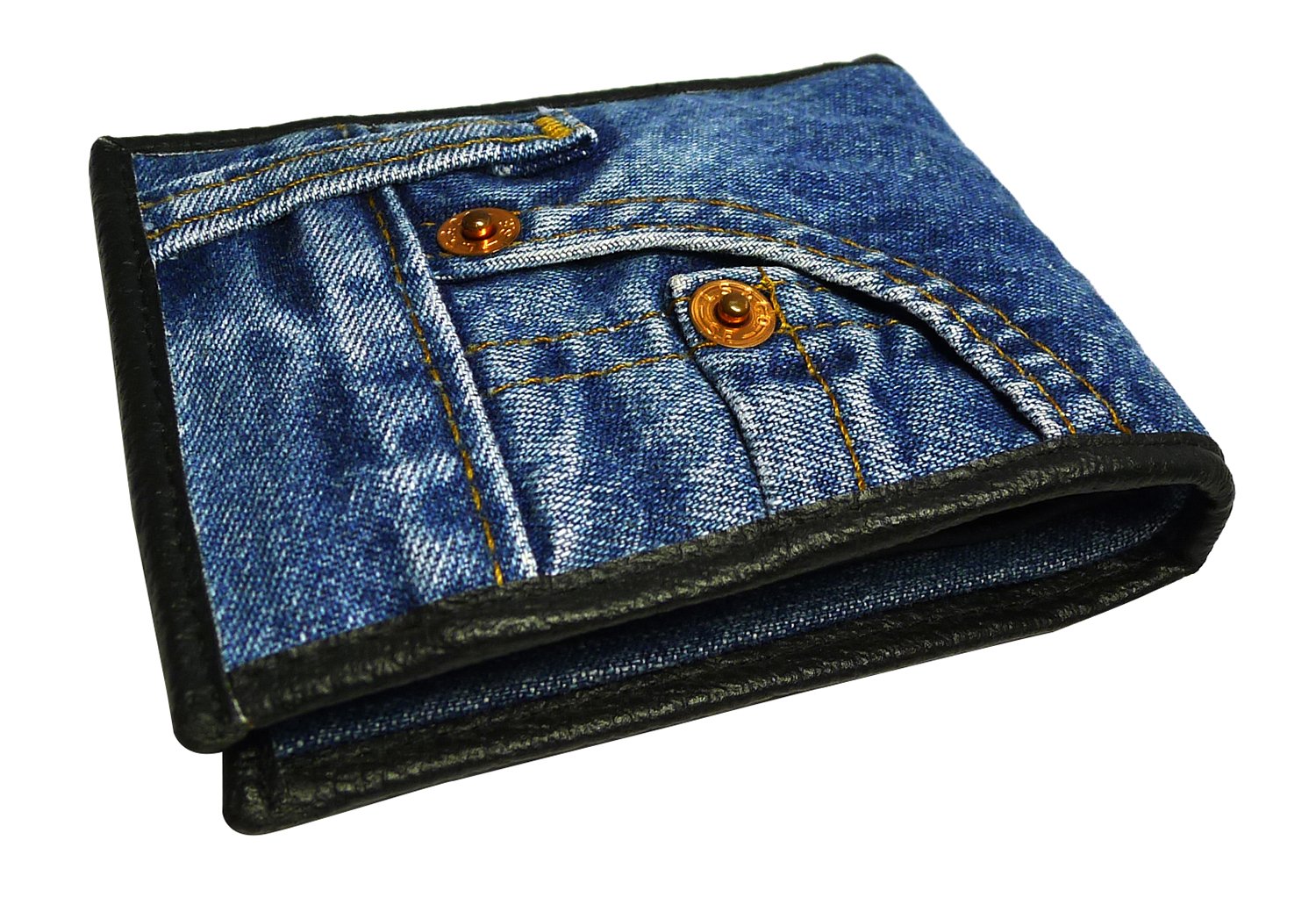 Bijoux de Ja Unisex Blue Denim Small Billfold Purse Wallet