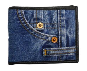 bijoux de ja unisex blue denim small billfold purse wallet