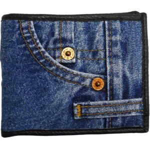 Bijoux de Ja Unisex Blue Denim Small Billfold Purse Wallet