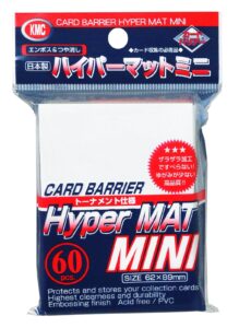 kmc sleeves barrier hyper mini card sleeves for tournament (60 piece), matte white, 62 x 87mm (kmcmhm1621)