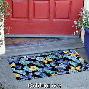 Toland Home Garden 800024 Blue Butterfly Summer Door Mat 18x30 Inch Spring Outdoor Doormat for Entryway Indoor Entrance