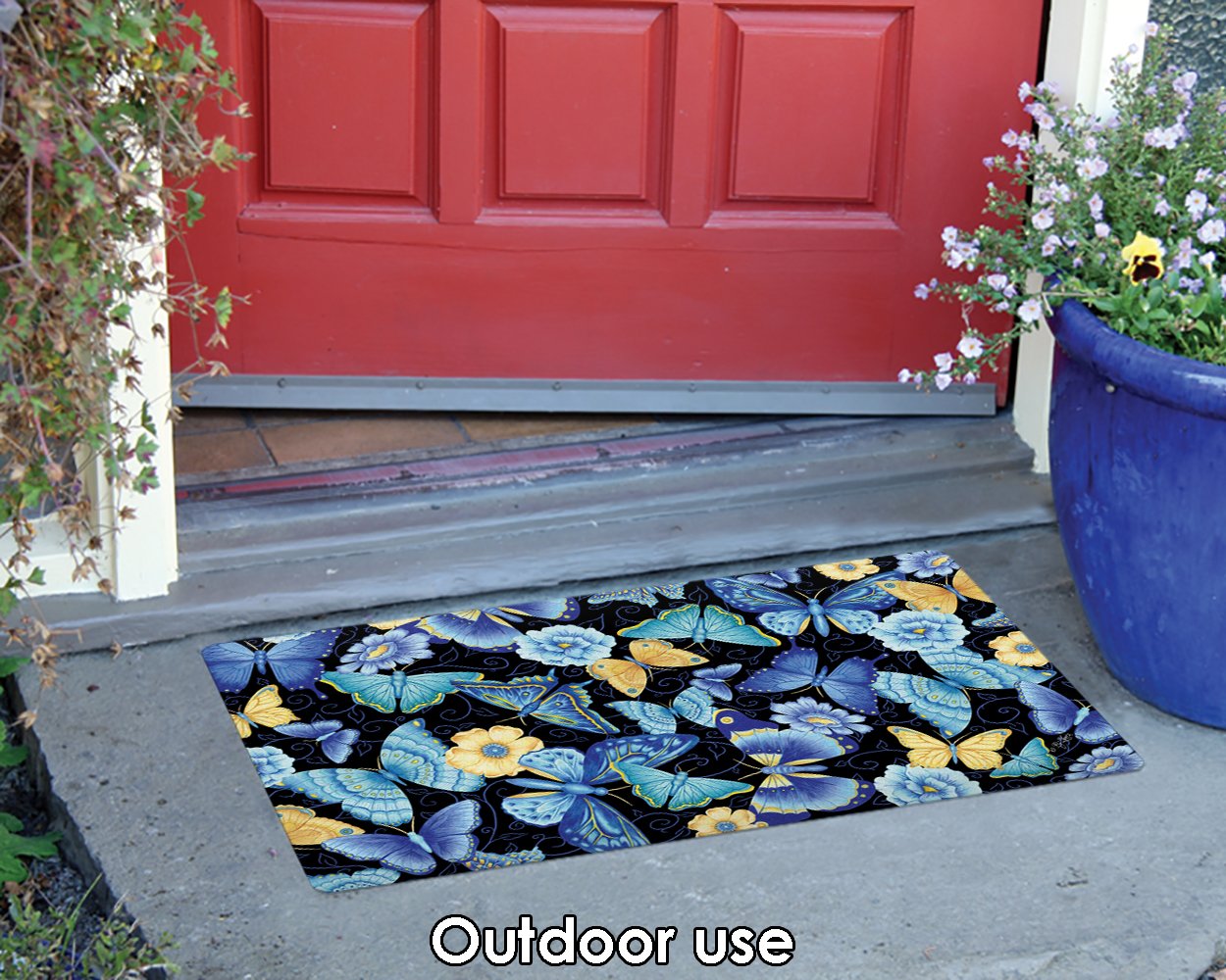 Toland Home Garden 800024 Blue Butterfly Summer Door Mat 18x30 Inch Spring Outdoor Doormat for Entryway Indoor Entrance