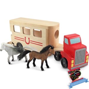 melissa & doug wooden horse carrier toy & 1 scratch art mini-pad bundle (04097)