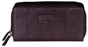 mancini leather goods casablanca collection: ladies’ rfid double zipper clutch