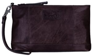 mancini leather goods casablanca collection: ladies’ small rfid wristlet (brown)