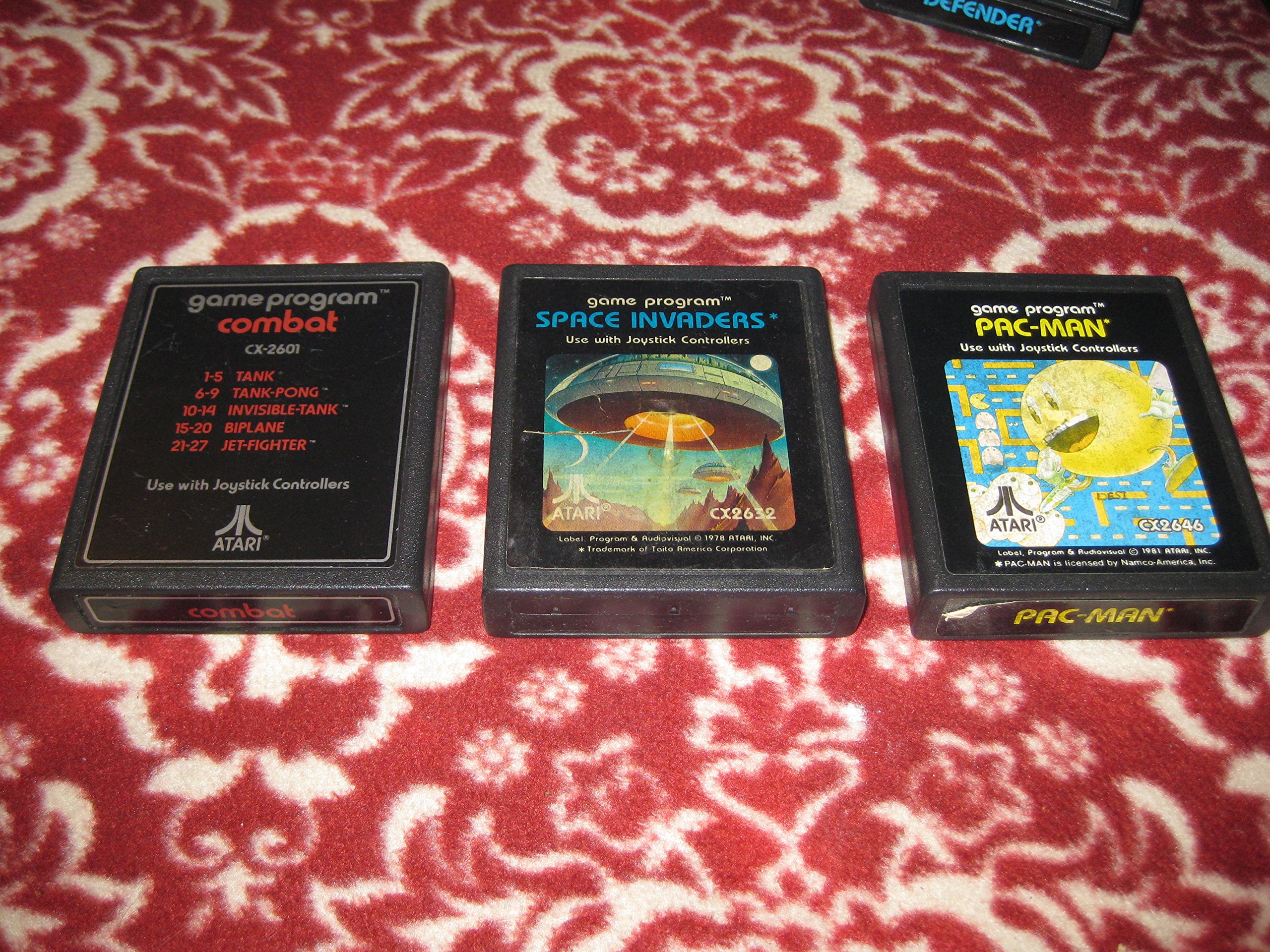 Atari 2600 3-Game Cartridge Lot - Pac-Man Combat Space Invaders