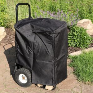 Sunnydaze Outdoor Firewood Log Cart with Pneumatic Tires and Heavy-Duty Polyester/PVC Cover