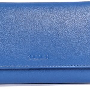 SADDLER Womens Luxurious Leather Trifold RFID Protected Wallet Clutch Purse with Zipper Coin Purse | Designer Multi Credit Card Holder for Ladies | Gift Boxed - Blue