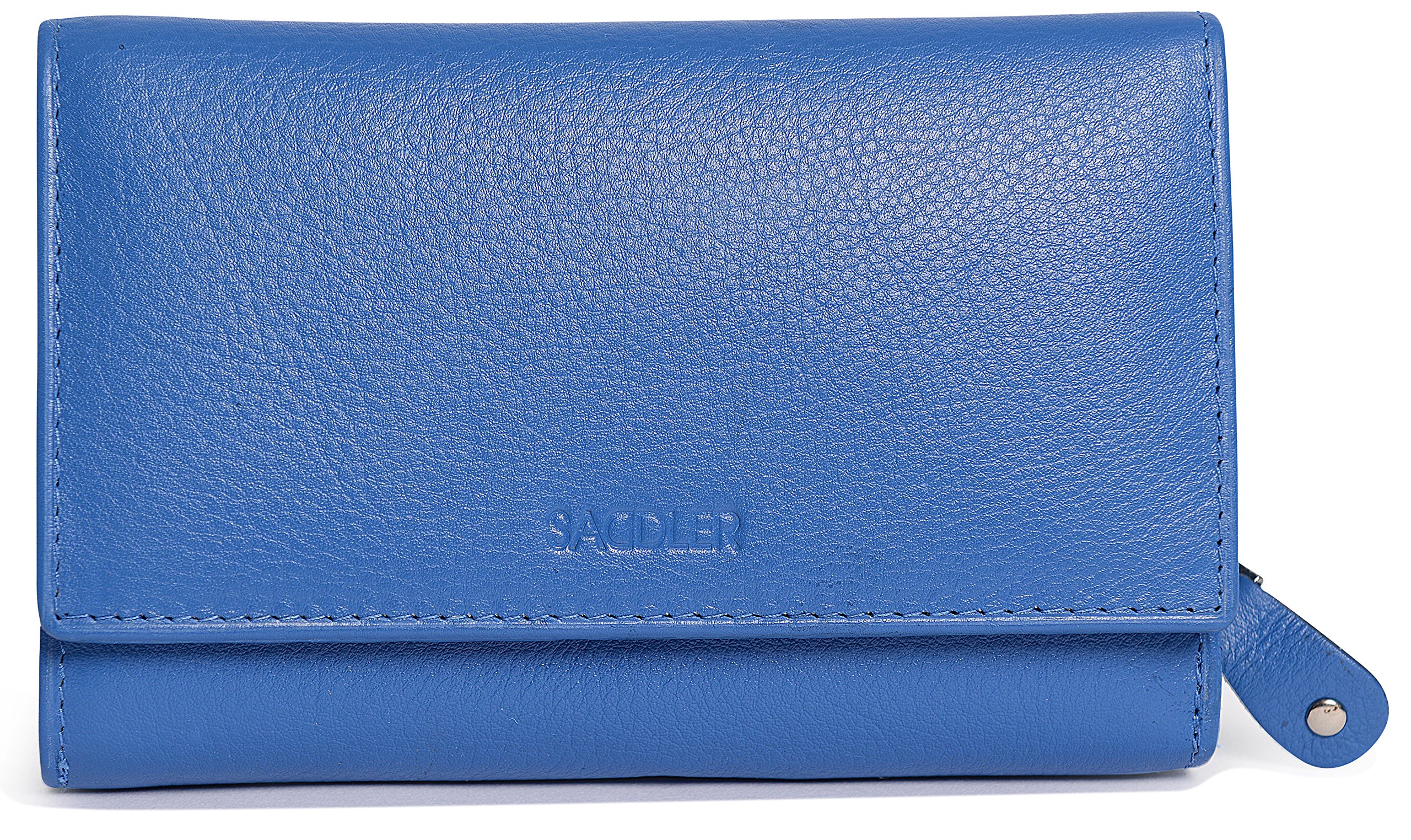 SADDLER Womens Luxurious Leather Trifold RFID Protected Wallet Clutch Purse with Zipper Coin Purse | Designer Multi Credit Card Holder for Ladies | Gift Boxed - Blue