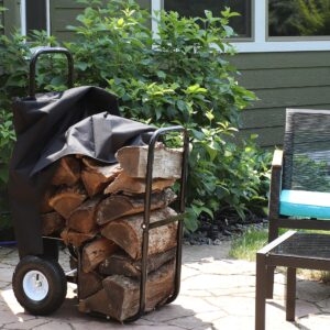 Sunnydaze Outdoor Firewood Log Cart with Pneumatic Tires and Heavy-Duty Polyester/PVC Cover