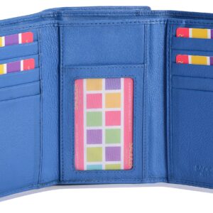 SADDLER Womens Luxurious Leather Trifold RFID Protected Wallet Clutch Purse with Zipper Coin Purse | Designer Multi Credit Card Holder for Ladies | Gift Boxed - Blue