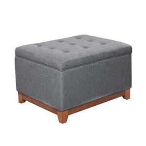 homepop home decor | upholstered chunky tufted square storage ottoman| hinged lid ottoman with storage for living room & bedroom, gray