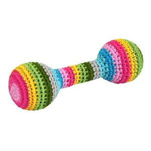 green sprouts chime rattle made from organic cotton | encourages whole learning the healthy & natural way | crocheted by hand, soft & flexible, playful rattle sound