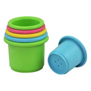 green sprouts sprout ware stacking cups made from plants (6 cups) | encourages whole learning the healthy & natural way | fun for bath, pool, water, & sand play, holes for sifting & sprinkling 6 count (pack of 1)