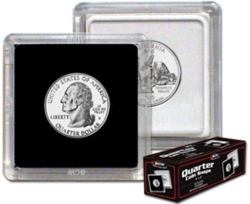 BCW 2x2 Coin Snap - 50 ct Quarter Holder | Archival Safe Coin Protector | Crystal Clear Polystyrene Coin Display Case | Ideal for US Washington Quarters | Coin Holders for Collectors