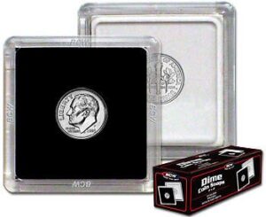 new bcw 2x2 coin snap - dime - black - pack of 25