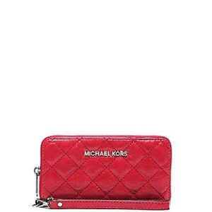 Michael Kors Susannah Quilted Large Multi-function Wristlet Dark Red