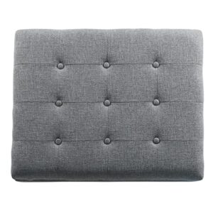 Homepop Home Decor | Upholstered Chunky Tufted Square Storage Ottoman| Hinged Lid Ottoman with Storage for Living Room & Bedroom, Gray