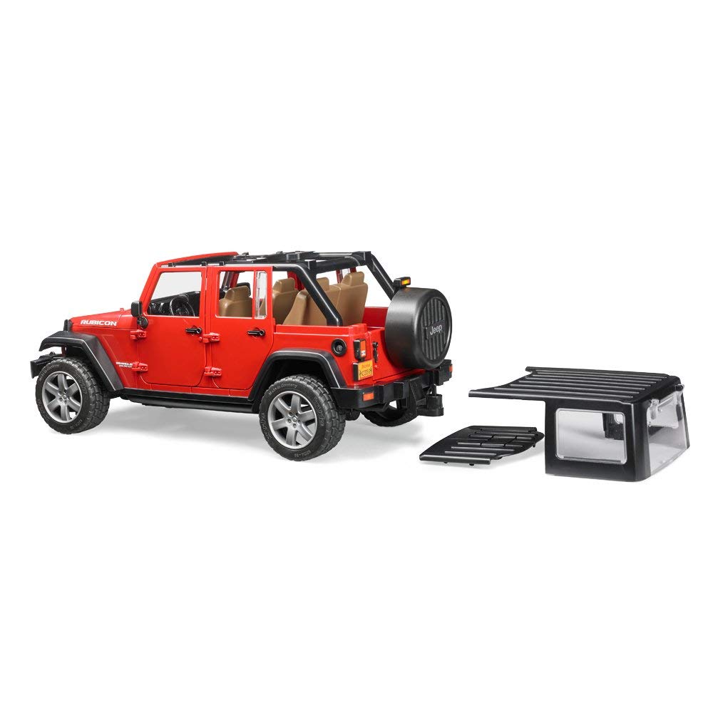 Bruder Toys - Recreational Realistic Jeep Wrangler Unlimited Rubicon with Openable Doors and Removeable Rear Seat (Color May Vary) - Ages 3+