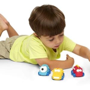 Kidoozie Mini Monster Trucks – Teaches Beneficial Roleplay and Employs Tactile Engagement – Includes Yellow, Orange, Blue, Green, and Red Trucks with Varying Facial Expressions – For Ages 18 Months and Up