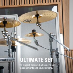 Meinl Cymbals HCS Ultimate Cymbal Set Box Pack for Drums with Hihats, Ride, China, Splash, Bell and Free 16” Trash Crash — Made in Germany — Durable Brass, 2-Year Warranty SCS1