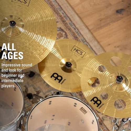 Meinl Cymbals HCS Ultimate Cymbal Set Box Pack for Drums with Hihats, Ride, China, Splash, Bell and Free 16” Trash Crash — Made in Germany — Durable Brass, 2-Year Warranty SCS1