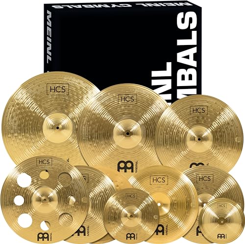 Meinl Cymbals HCS Ultimate Cymbal Set Box Pack for Drums with Hihats, Ride, China, Splash, Bell and Free 16” Trash Crash — Made in Germany — Durable Brass, 2-Year Warranty SCS1