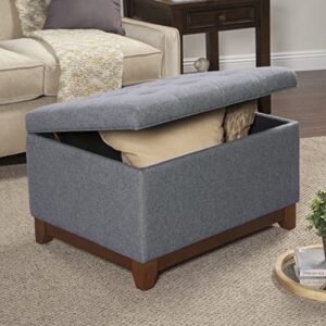 Homepop Home Decor | Upholstered Chunky Tufted Square Storage Ottoman| Hinged Lid Ottoman with Storage for Living Room & Bedroom, Gray