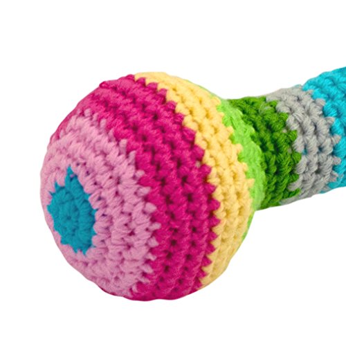 green sprouts Chime Rattle Made from Organic Cotton | Encourages Whole Learning The Healthy & Natural Way | Crocheted by Hand, Soft & Flexible, Playful Rattle Sound