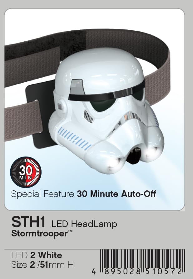 Star Wars Rebels Stormtrooper Head Lamp - Elastic Headband with Bright LED Lights and Timer