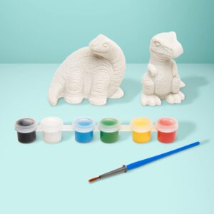 Melissa & Doug Created by Me! Dinosaur Figurines Craft Kit (2 Resin Dinosaurs, 6 Paints, Paintbrush)