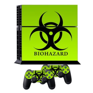 skins for ps4 controller - decals for playstation 4 games - stickers cover for ps4 console sony playstation four accessories ps4 faceplate with dualshock 4 two controllers skin - biological harzard