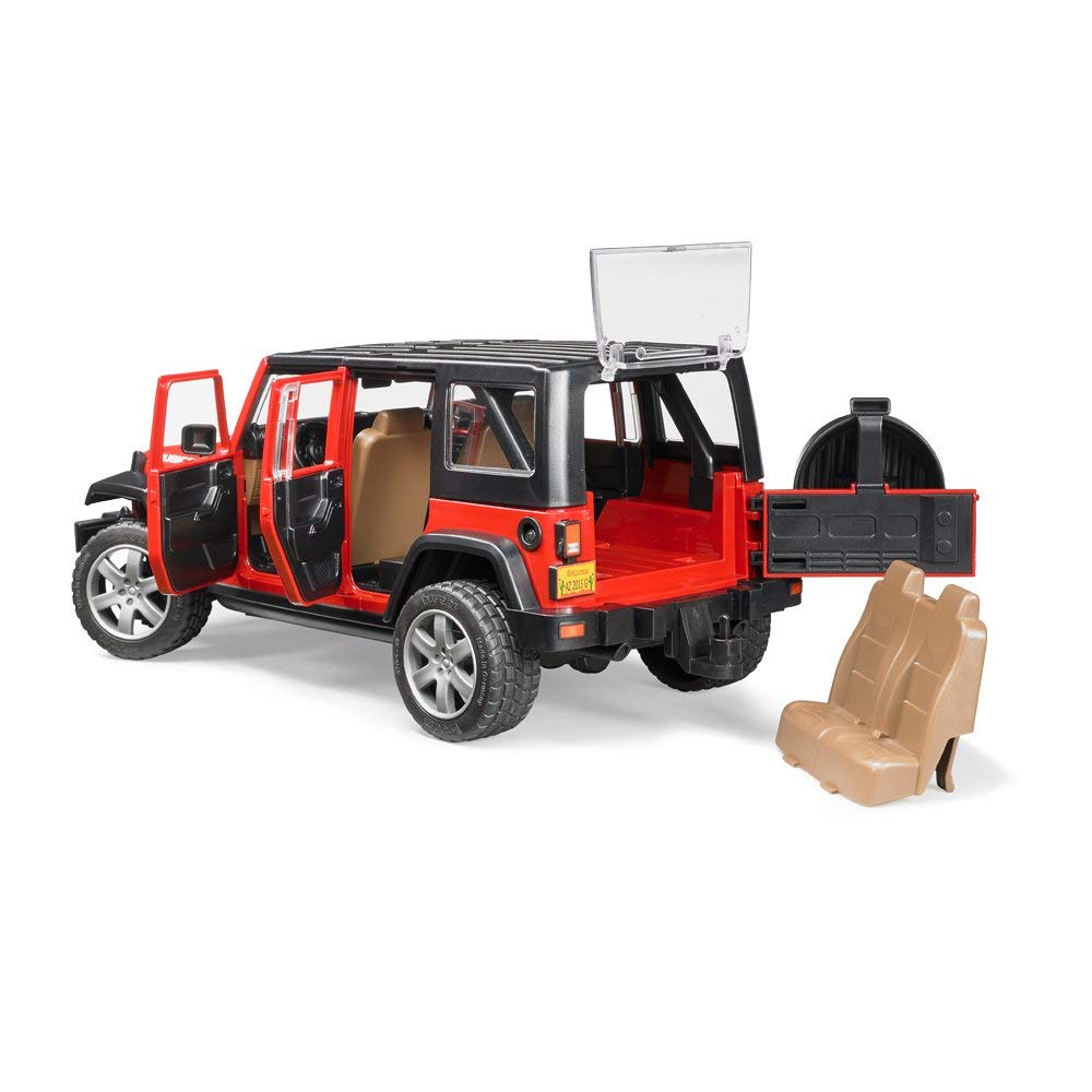 Bruder Toys - Recreational Realistic Jeep Wrangler Unlimited Rubicon with Openable Doors and Removeable Rear Seat (Color May Vary) - Ages 3+