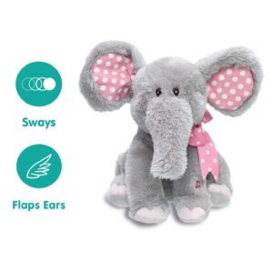 Cuddle Barn Ellie the Elephant - Animated Musical Pink Polka Dotted Stuffed Animal Plush Toy Sways, Flaps Floppy Ears, and Sings "Do Your Ears Hang Low," 12"