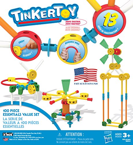 TINKERTOY ‒ 100 Piece Essentials Value Set ‒ Ages 3+ Preschool Education Toy