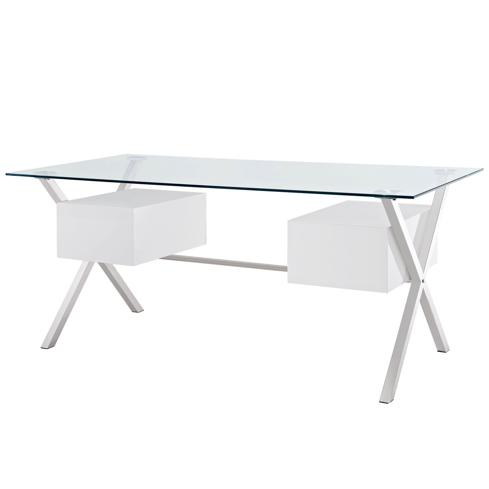 Modway Abeyance Contemporary Modern Glass-Top Office Desk in White