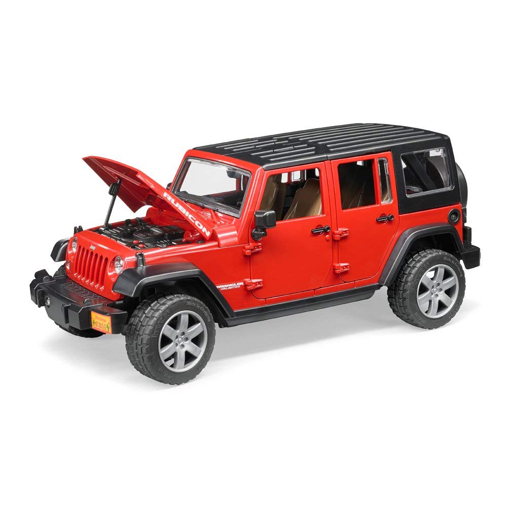 Bruder Toys - Recreational Realistic Jeep Wrangler Unlimited Rubicon with Openable Doors and Removeable Rear Seat (Color May Vary) - Ages 3+