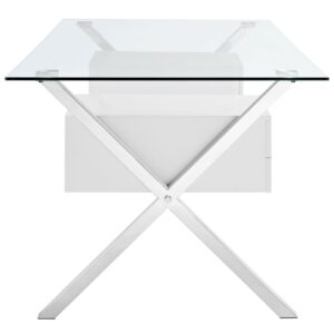 Modway Abeyance Contemporary Modern Glass-Top Office Desk in White