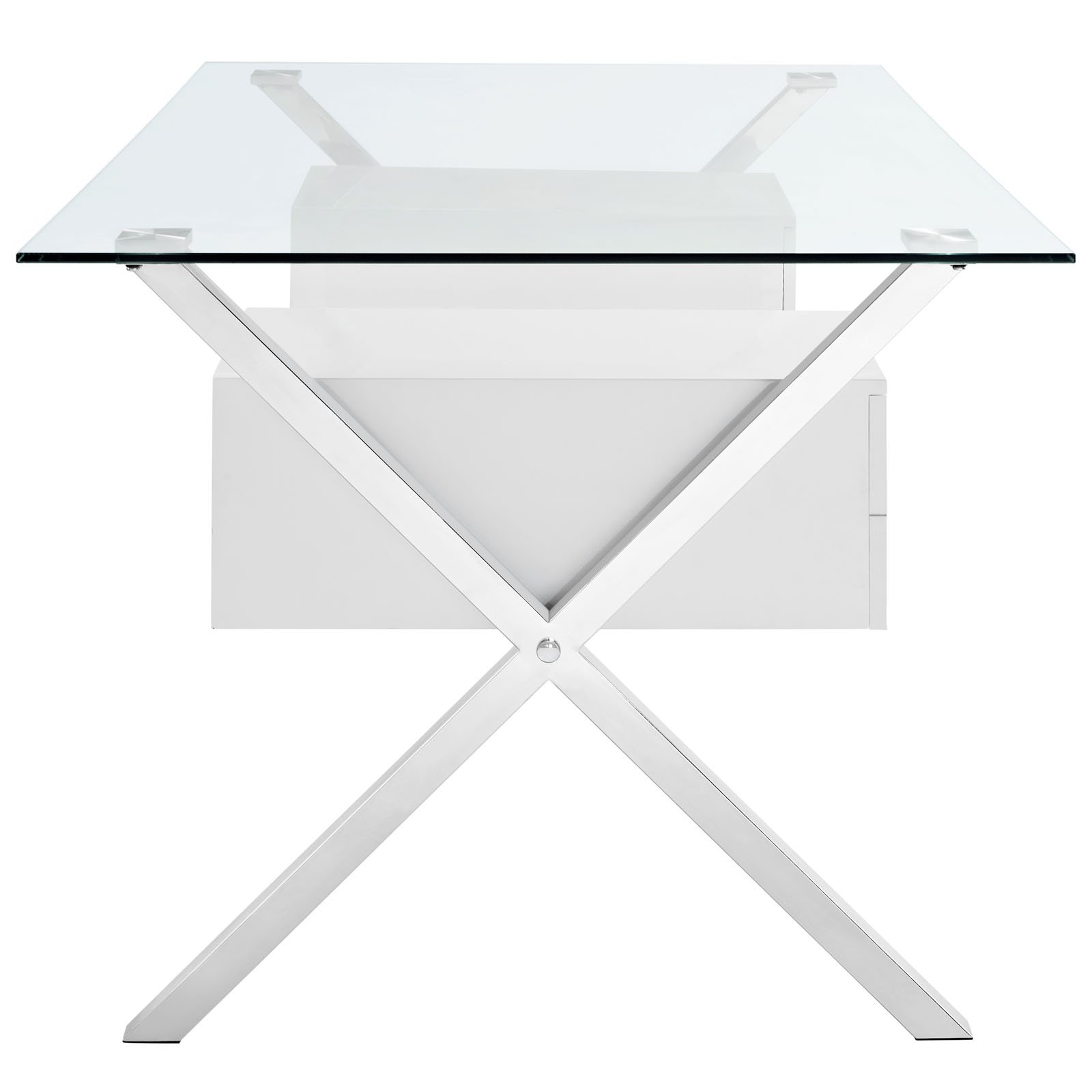 Modway Abeyance Contemporary Modern Glass-Top Office Desk in White