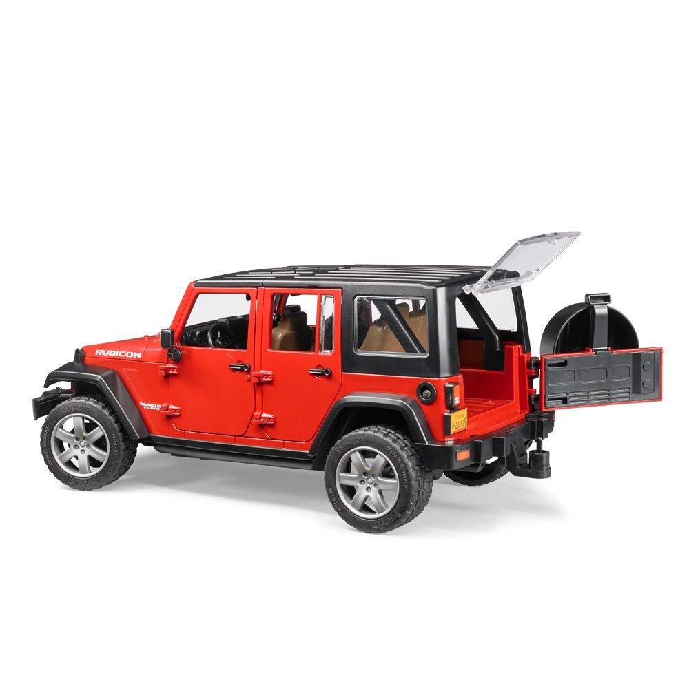 Bruder Toys - Recreational Realistic Jeep Wrangler Unlimited Rubicon with Openable Doors and Removeable Rear Seat (Color May Vary) - Ages 3+