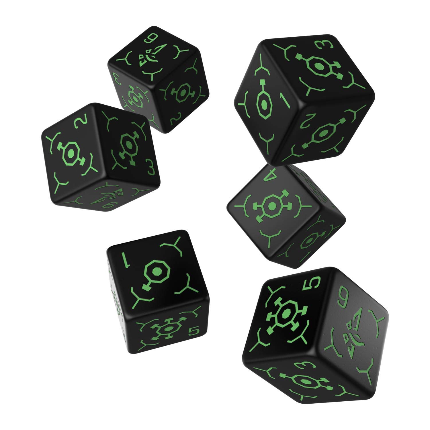 Q WORKSHOP Ingress Enlighetend 6 D6 RPG Ornamented Dice Set