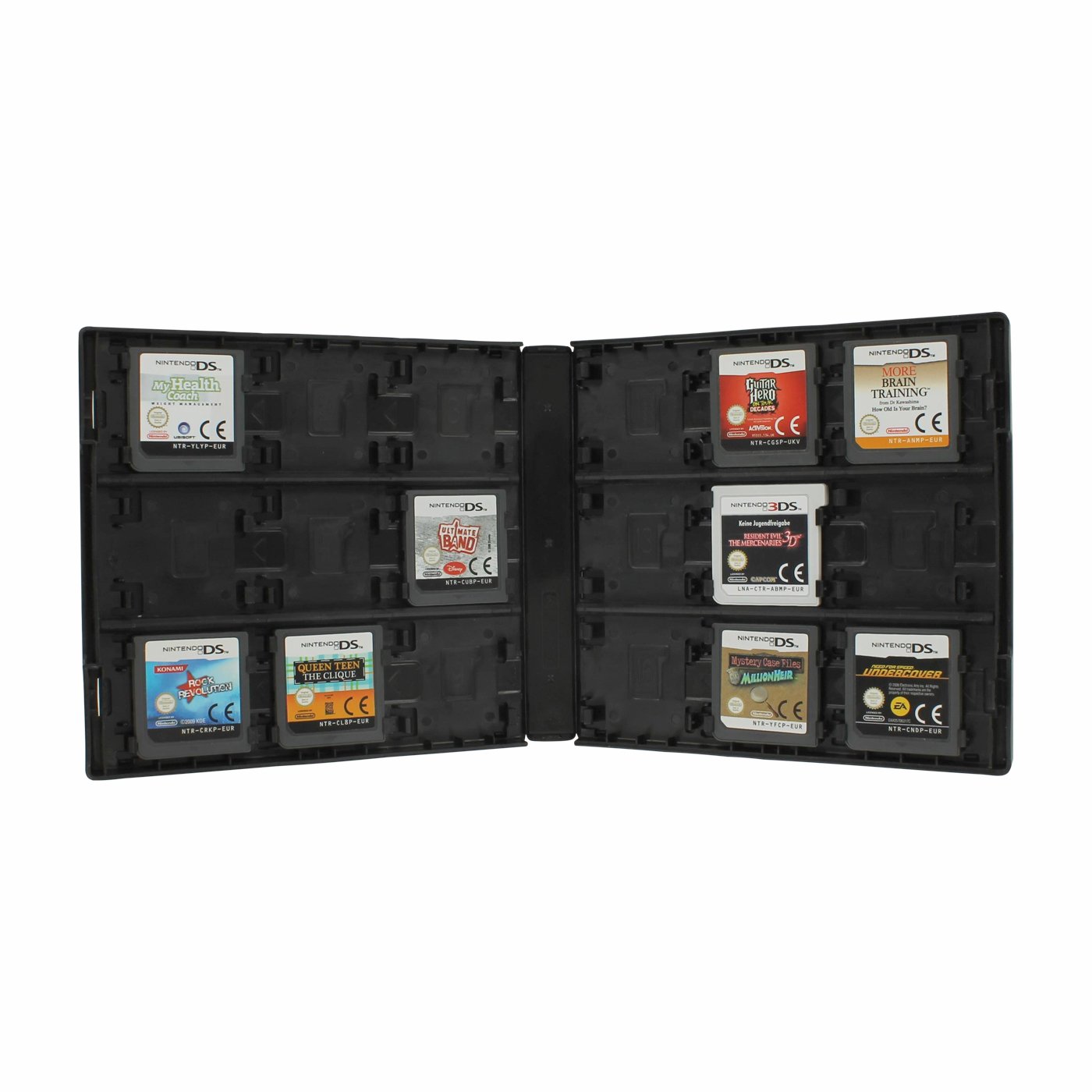 Assecure 18 Game Card case for Nintendo 3DS, ̗̀New ̖́- 3DS XL, 2DS & DS - 18 in 1 Game Cartridge Folio Style Plastic Storage case Travel Box - Orange & Black