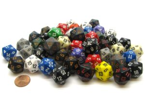 dnd dice set-chessex d&d dice-16mm assorted opaque plastic polyhedral dice set-dungeons and dragons dice includes 50 dice – d20