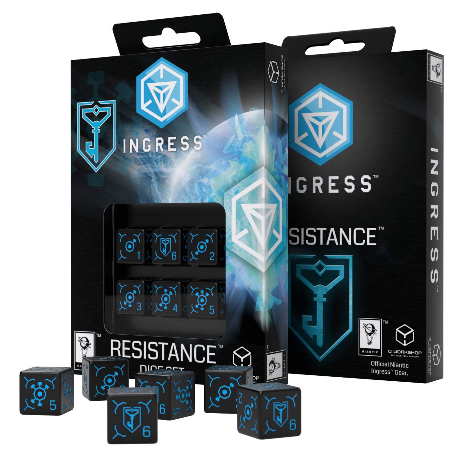 Q WORKSHOP Ingress Resistance 6 D6 RPG Ornamented Dice Set