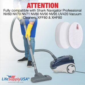 LifeSupplyUSA Vacuum Foam and Felt Filter Replacement Compatible with Shark Navigator Professional NV60 NV70 NV71 NV80 NV90 NV95 UV420 Vacuum Cleaners, Part XFF80