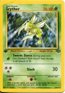 wizards of the coast pokemon jungle 1st edition rare card #26/64 scyther