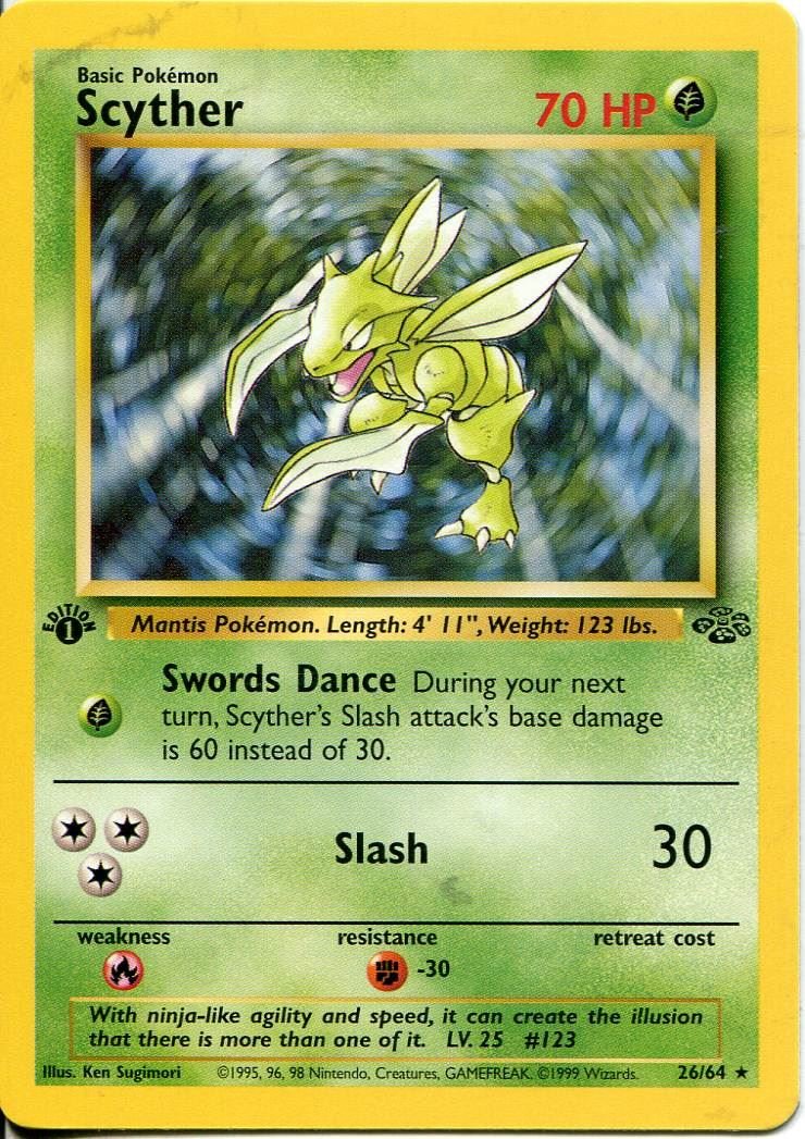 Wizards of the Coast Pokemon Jungle 1st Edition Rare Card #26/64 Scyther